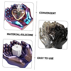 COHEALI Silicone Makeup Brush Ashtray Mold Concrete Epoxy Silica Gel DIY Tray Mold DIY Pot Mold Silicone Hand Shaped Mold Hand Model Epoxy Resin The Dish Manual Bracket DIY Epoxy Mold