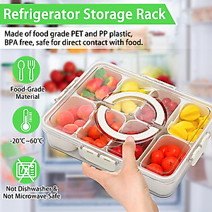 Portable Divided Serving Tray with Lid with Handle, 8 Compartment Snackle Box Container,- For Clear Organizer Fruit, Candy, Nuts,Snacks,Great for parties, beach fun and outdoor camping(8)