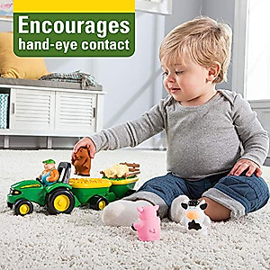 John Deere Animal Sounds Hayride Musical Tractor, Toddler Toys— Includes Farmer Figure, Tractor, and 4 Farm Animals-Girls and Boys Ages 12 Months and Up