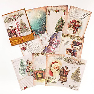 Dwpetzo 128 Sheets Christmas Scrapbook Paper Stickers Kit for Scrapbooking Supplies, 5.5" x 3.9" 30 Christmas Patterned Single Sided Sheets, 6.3"x6.3" 8 Sheets Scrapbook Stickers