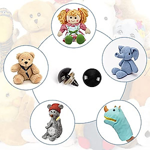 260pcs Plastic Safety Eyes and Noses with Washers, Craft Doll Eyes, Black Safety Eyes for Amigurumi, Puppet, Plush Animal and Teddy Bear
