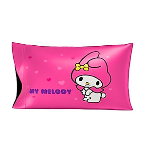 Franco Collectibles Hello Kitty & Friends My Melody & Kuromi Beauty Silky Satin Standard Reversible Pillowcase Cover 20x30 for Hair and Skin, (Officially Licensed Product)