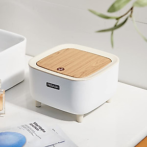 Bedroom Trash Can with Lid,Waste Basket for Bathroom,Kitchen Garbage Can with Push Button, Small Trash Bin，Plastic Rubbish Bin for Office, Living Room, 2.6 Gallon&0.5 Gallon (2 Pieces)