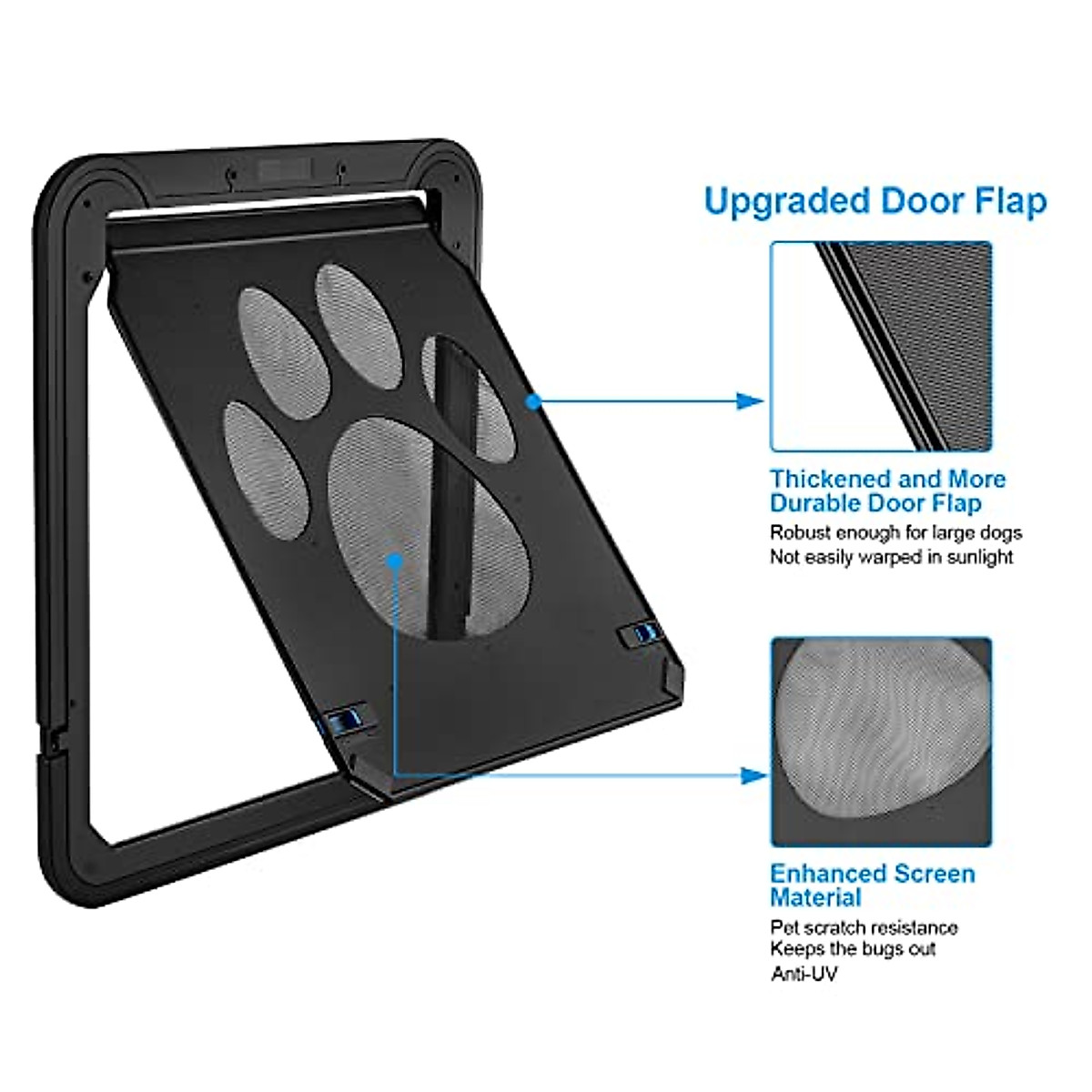 Ownpets Dog Screen Door, Inside Door Flap 12x14x0.4 Inch, Lockable Pet Screen Door, Magnetic Self-Closing Screen Door with Locking Function, Sturdy Screen Door for Dogs Cats