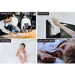 Ruvanti 10 Pack, Birdseye 3-Ply Prefold Cloth Diapers for Babies, 13x19 Inch, White