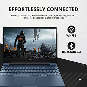HP Victus 15.6" FHD 144Hz Gaming Laptop, Intel Core i5-13420H, 16GB RAM, 1TB PCIe SSD, NVIDIA GeForce GTX 3050 Graphics 6GB, Backlit Keyboard, Webcam, WiFi 6, Windows 11, Blue, 32GB Hotface USB Card