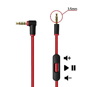 Original Replacement AUX Audio Cable Cord for Beats by Dre Headphones Solo/Studio/Pro/Detox/Wireless with MIC Red(Discontinued by Manufacturer)+Replacement Charger Cable for Beats by Dr Dre and Pill