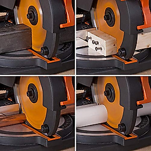 Evolution Power Tools R210CMS Compound Miter Saw, 8-1/4" Multi-Material Cutting TCT Blade Included Cuts Wood Metal Plastic & More, 45° - 45° Degree Miter & 45˚ Degree Bevel Angles, 1200W, 8-1/4"