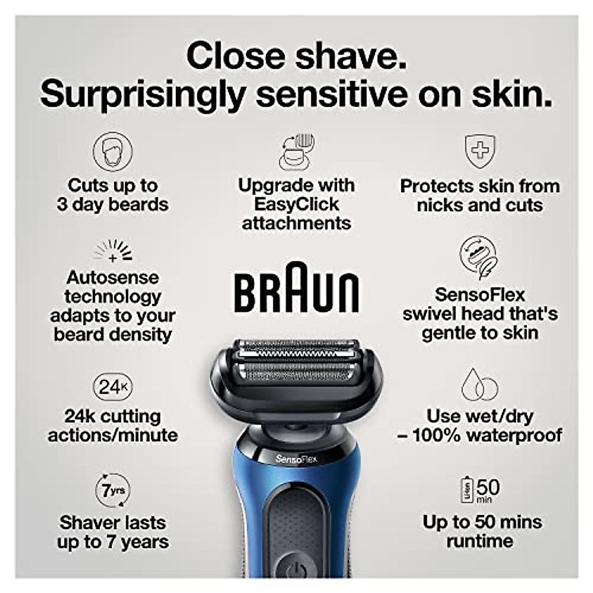 Braun Electric Razor for Men, Series 6 6020s SensoFlex Electric Foil Shaver with Precision Beard Trimmer, Rechargeable, Wet & Dry Foil Shaver with Travel Case