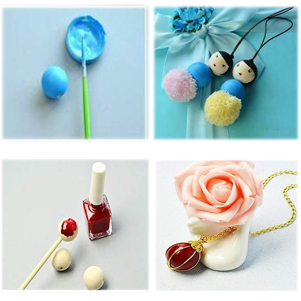 hesmartly 300Pcs 12mm Wood Beads Round Wooden Spacer Beads Unfinished Natural Wood Loose Beads