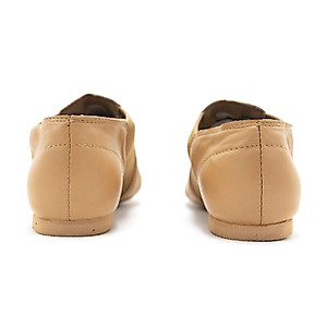 Dance Basix Leather Slip on Split Sole Jazz Shoes for Women, Men and Children Tan