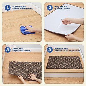 MBIGM Non-Slip Carpet Stair Tread Mat 20" x 32" Landing Rug - Matching Mat Soft Plush Comfort Non-Skid Safety Rug Slip Resistant - Coffee Liquor