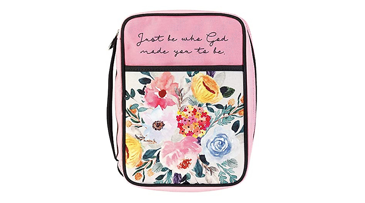 Pink Floral Bible Cover with Handle - Durable & Stylish Protection