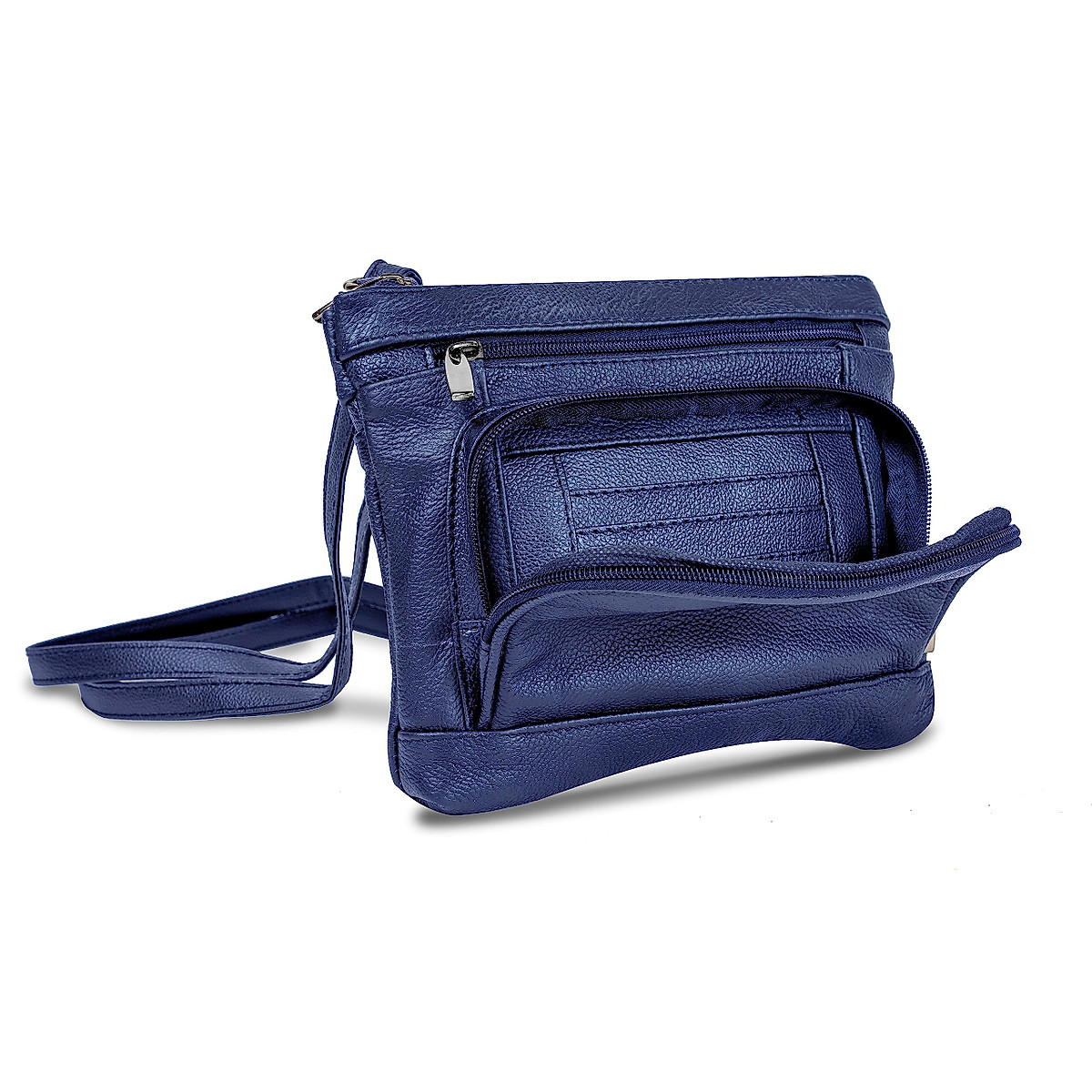 Leather Wide Crossbody Bag - Super Soft & Durable Crossbody Bags For Women & Men Trendy - Messenger Handbag with Adjustable Strap (7” L x 9” W)