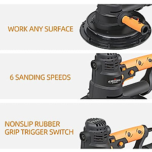 Excited Work Drywall Sander, 800W Electric Drywall Sander with Vacuum and LED Light Variable with a Removable Handle Carry Dust Collection Bag and 13 Pcs Sanding Discs