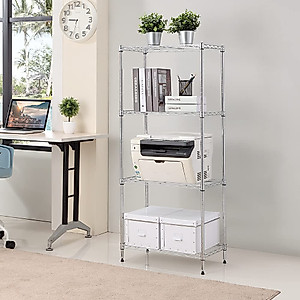 MZG Steel Heavy Duty 4-Tier Utility Shelving Unit Steel Organizer Wire Rack for Home,Kitchen,Office (24-in W x 14-in D x 53-in H)