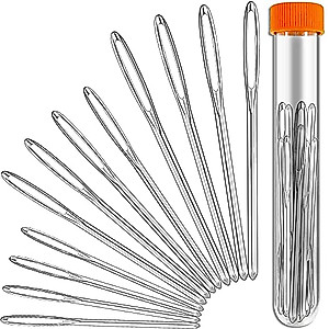 OIATAIO-12 PCS Large-Eye Blunt Needles, Stainless Steel Yarn Knitting Needles, Sewing Needles for Hand Sewing, Crafting Knitting Weaving Stringing Needles, Perfect for Finishing Off Crochet Projects