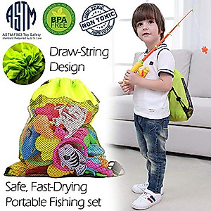 CozyBomB Magnetic Fishing Pool Toys Game for Kids - Water Table Bathtub Kiddie Party Toy with Pole Rod Net Plastic Floating Fish Toddler Color Ocean Sea Animals Gifts Age 3 4 5 6 Year Old