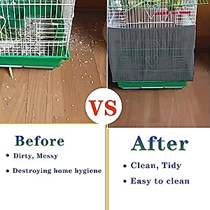 LWFCOEE Bird Cage Seed Catcher, Birdcage Skirt Guard, Adjustable Soft Nylon Mesh Bird Cage Netting Cover for Round Square Medium Bird Cages Circumference 40-60 Inch, Black