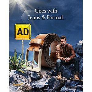 Genuine Leather Dress Belt For Men - Mens Belts For Suits, Jeans, Uniform With Single Prong Buckle - Designed in the USA - Gifts For Men