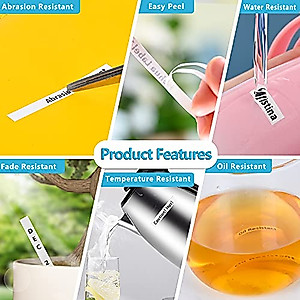 Hehua Compatible 1/4" (0.23") Laminated Tape Replacement for Brother P-Touch TZe-211 TZe211 TZ211 TZ-211 Label Tape, 6mm x 8m Black on White TZ Tape, Water Resistant, 6-Pack