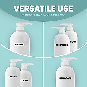 Shampoo Pump Dispenser | Shampoo Bottle Pump | Liter Pumps for Shampoo and Conditioner, lotions, Soaps, Hand sanitizers etc | Fits Most 33.8oz / 1 Liter Bottles with a 1" Neck