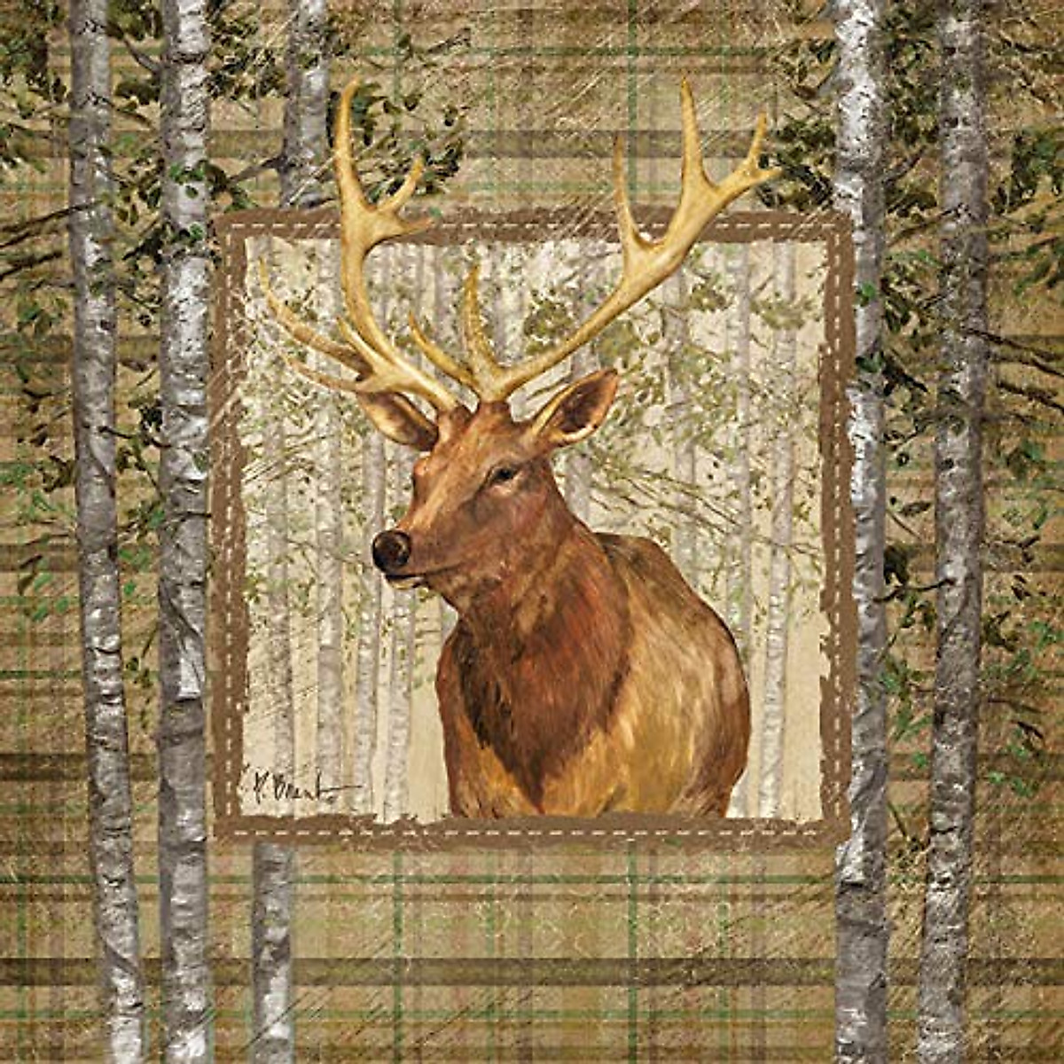Rustic Cabin Moose Bear and Buck; Lodge Decor; Three 12x12in Brown Framed Prints, Ready to Hang!