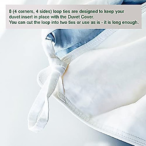 100% Long-Staple Cotton Duvet Cover Set (1 Duvet Cover, 2 Pillow Shams), from Luxury Bedding Brand TheCotton&Silk, King Size, White + Misty Blue