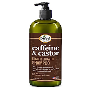 Difeel Caffeine & Castor Faster Growth Shampoo 33.8 oz., Made with Castor Oil for Hair Growth, Sulfate Free Shampoo