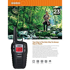 Uniden SX237-2CK Up to 23-Mile Range FRS Two-Way Radio Walkie Talkies with Rechargeable Batteries & Dual Charging Cradle, 22 Channels, 121 Privacy Codes, NOAA Weather Channels + Alerts, Black