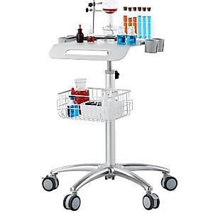 VEVOR Medical Cart, Salon Cart with Wheels, Mobile Trolley Cart 26.77"-42.91" Height Adjustable, Metal Salon Stations for Hair Stylist, Rolling Desktop Lab Cart for Clinic, Beauty and Salon