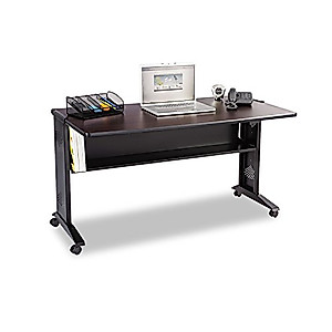 Safco 1933 Mobile Computer Desk W/Reversible Top 53.5 X 28 X 30 Mahogany/Medium Oak/Black
