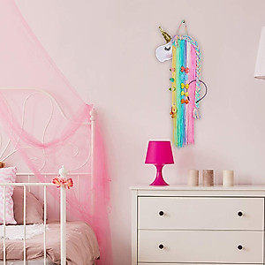 Beinou Unicorn Hair Clips Holder Rainbow Yarn Tassels Hair Bows Storage Shy Unicorn Face Headband Organizer Unicorn Theme Party Decorations