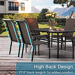 Sophia & William High-Back & Oversized Outdoor Rattan Dining Chairs Set of 2 Patio Wicker Chairs with All-Weather Metal Armrest and Leg Support 350LB for Patio, Garden, Yards, Deck, Lawn