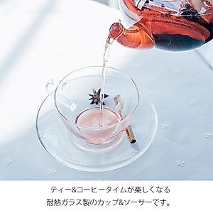 Hario Tea Cup and Saucer Set, 230ml, Clear