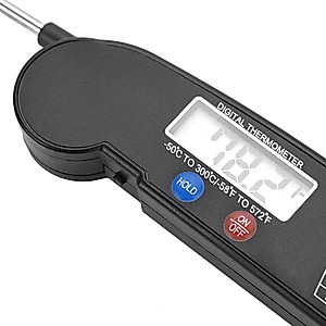 ViaGasaFamido Meat Thermometers Kitchen Cooking Thermometer Digital Multi Functional Food Thermometer Foldable Thermometer for Grilling BBQ Milk Water Coffee(Black)