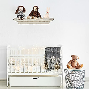 DQ DQ HOME DECOR Cheyenne Wall-Mount Display Shelf, Wall Shelves Organizer for Bedrooms, Hallways, Stairways, Entryways, Kitchens, and Bathrooms, Distressed White 24IN