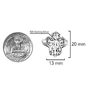 AeraVida Victorian Swirl Cross Hidden Heart Sterling Silver Ring | Elegant Patterned Silver Ring for Women | Vintage Statement Ring Gift | Size (7)