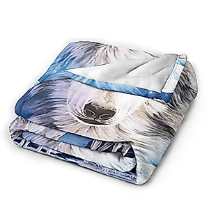 Fuzawet White Wolf Blanket Soft Warm Fleece Wolves Throw Cozy Fluffy Plush Animal ​Blanket Wolf Gifts Stuff for Kids Adults Bed 40''X50''