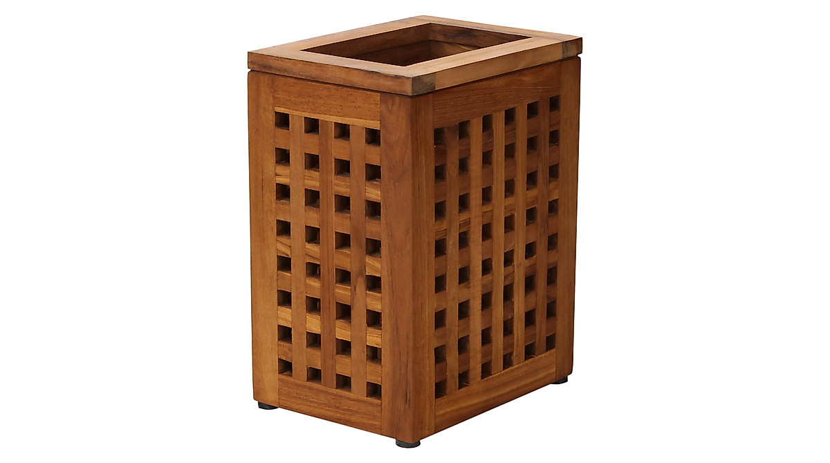 AquaTeak Grate Waste Basket - Elegant Teak Design