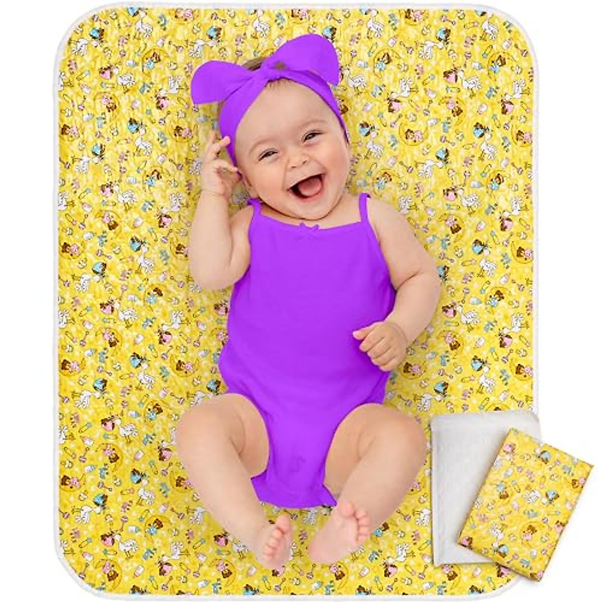 Portable Changing Pad - Large 31,5 x 25,5" Foldable Baby Changing Mat - Waterproof Wipable Travel Liners for Newborn Infant Todlers Kids - Change Diaper On The Go with Nappy Changer Mats