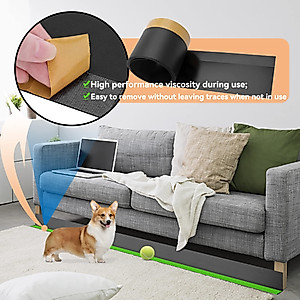 Couch Blocker, Toy Blocker Under Sofa, Bed Blocker 1 Roll, 118 inch Adjustable Self-Adhesive Gap Bumper, Avoid Things Sliding Under Furniture for Pets&Toys&Kids (Black).