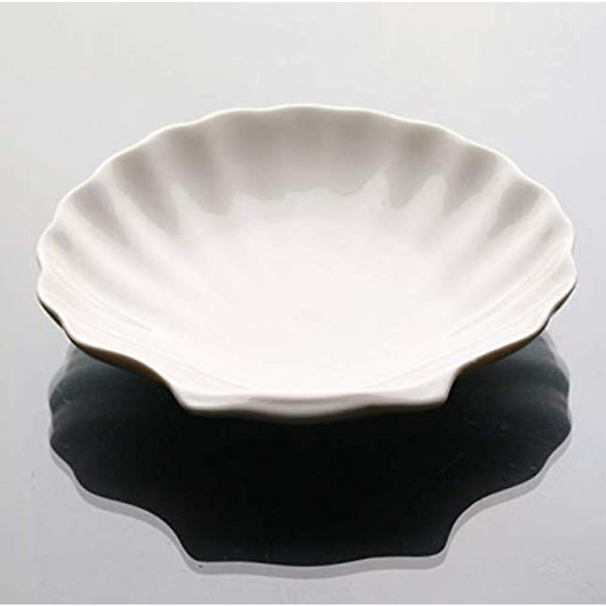 Sauce Dish,Dip/Dipping Bowls Set of 6, White Porcelain Dipping Sauce Bowls/Dishes for Sushi Tomato Sauce, Soy Sauce, Ketchup,Honey Mustard,BBQ Sauce or Seasoning (Shell shape- 2 Oz)