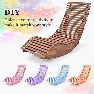 Tangkula Outdoor Acacia Wood Rocking Chair, Porch Rocker with Widened Slatted Seat and High Back, Wooden Rocking Patio Chair, Outdoor Rocking Sun Lounger for Backyard, Garden