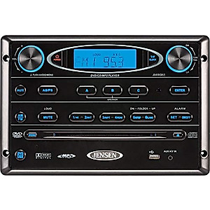 Jensen AWM965 AM/FM|CD|DVD|MP3/USB Wallmount Stereo with DVD Player, Front USB Supports MP3, WMA, JPEG Formats, Remote Control Included, 12 Volt (Renewed)