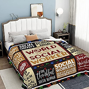 AYUNIX Social Worker Gifts Blanket for Women Men, Thank You Gifts for Social Worker Appreciation Graduation Gifts for BSW, MSW, DSW, Social Work Month Christmas Birthday Gifts Throw Blanket 60x50in