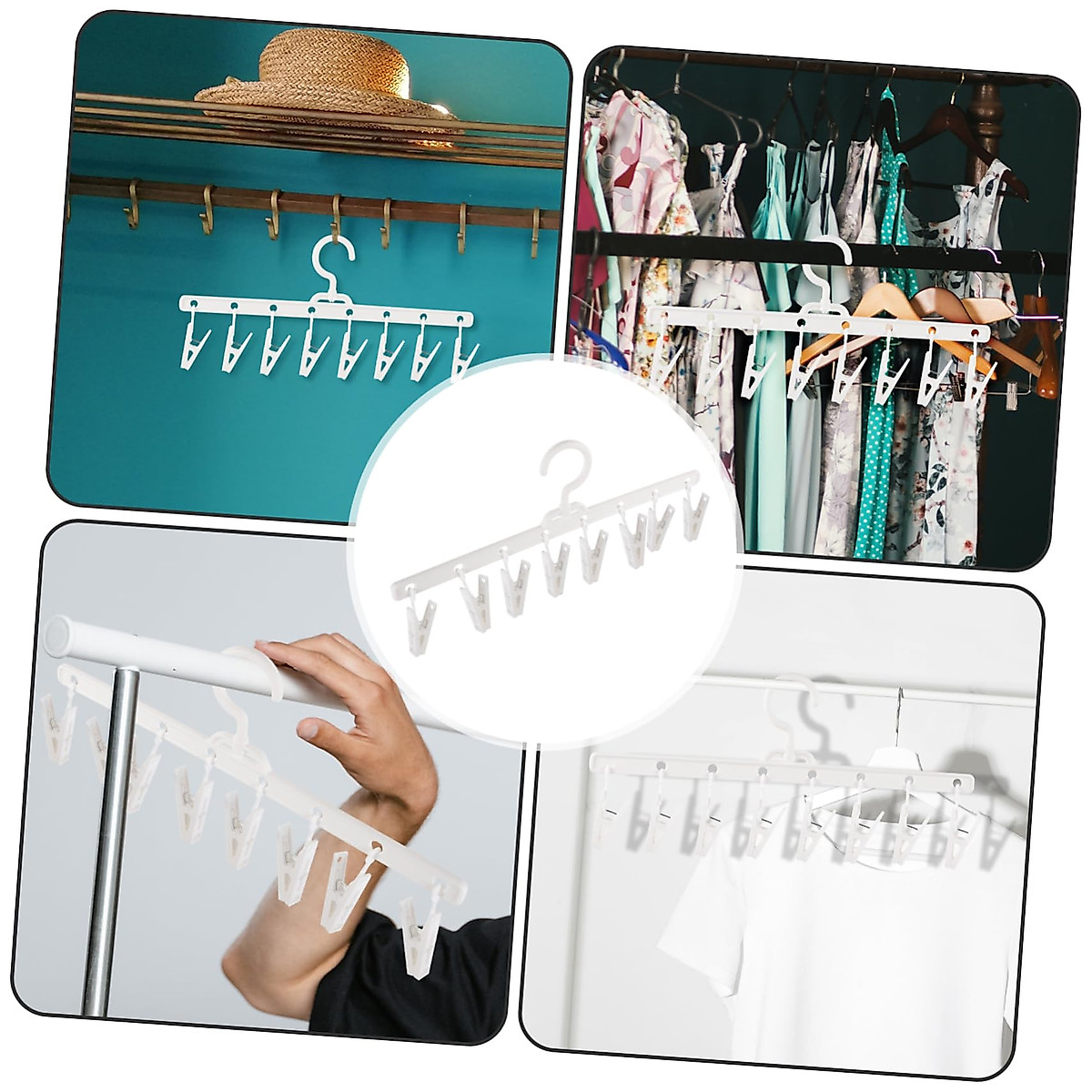 Cabilock Foldable Clip Hangers Clothes Sock Underwear Clips Space Saving Windproof Drying Racks Clothespins for Home Travel (White) Sock Hanger