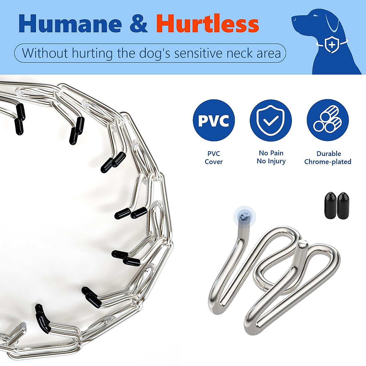 Supet Dog Prong Collar, Adjustable Dog Training Pinch Collar with Quick Release Buckle for Small Medium Large Dogs(Packed with One Extra Links)