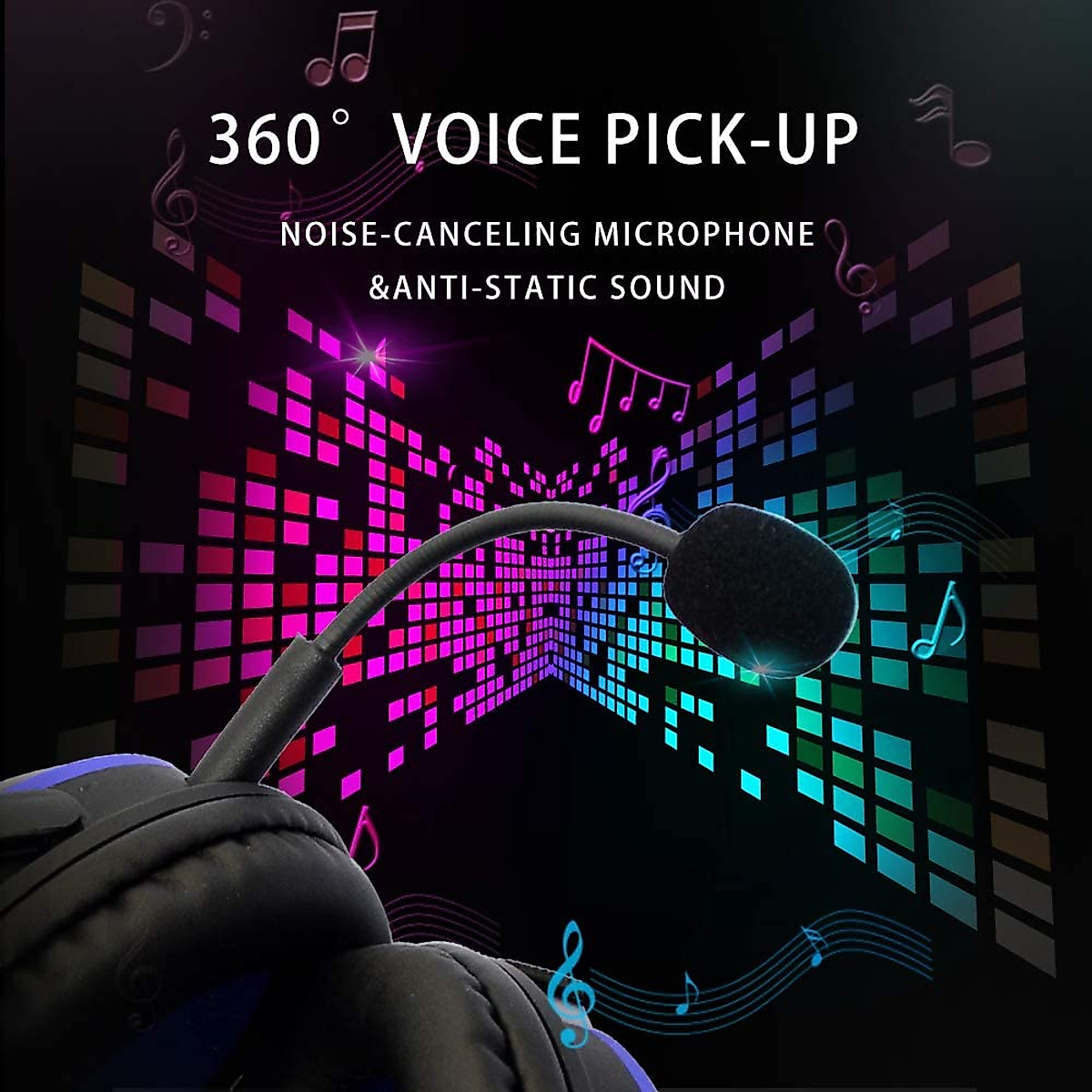 OONOL Gaming Headphones, Rotated Earmuffs, Retractable Microphone, Bass Sound, On Ear Wired Noise Cancelling Headset for PC, PS4, PS5, Xbox One, Switch, Laptop, 3.5MM Jack (Black)