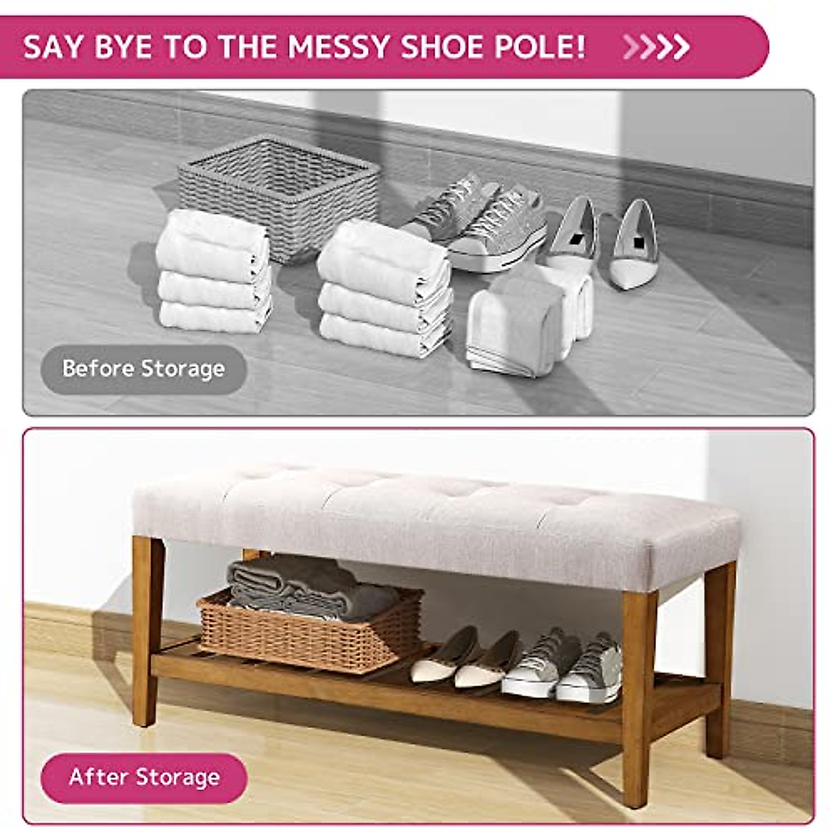 ACME Furniture Charla Bench, Light Gray & Oak, One Size